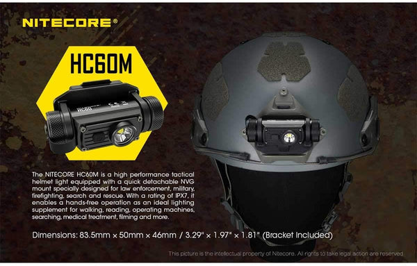 Nitecore HC65M 1000 Lumens CREE LED NVG helmet mountable headlamp and ...