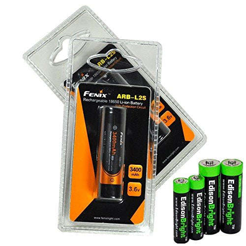 2 Pack Fenix ARB-L2S 3400mAh Protected 18650 Rechargeable Li-ion Batte ...