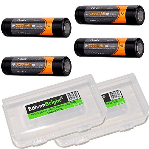 4 Pack Fenix ARB-L2P 3200mAh Protected 18650 Rechargeable Li-ion Batte ...